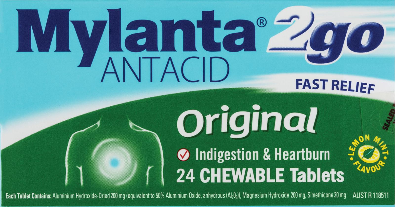 Buy Mylanta 2 Go Original Chewable Tablets 24 | Wizard Pharmacy