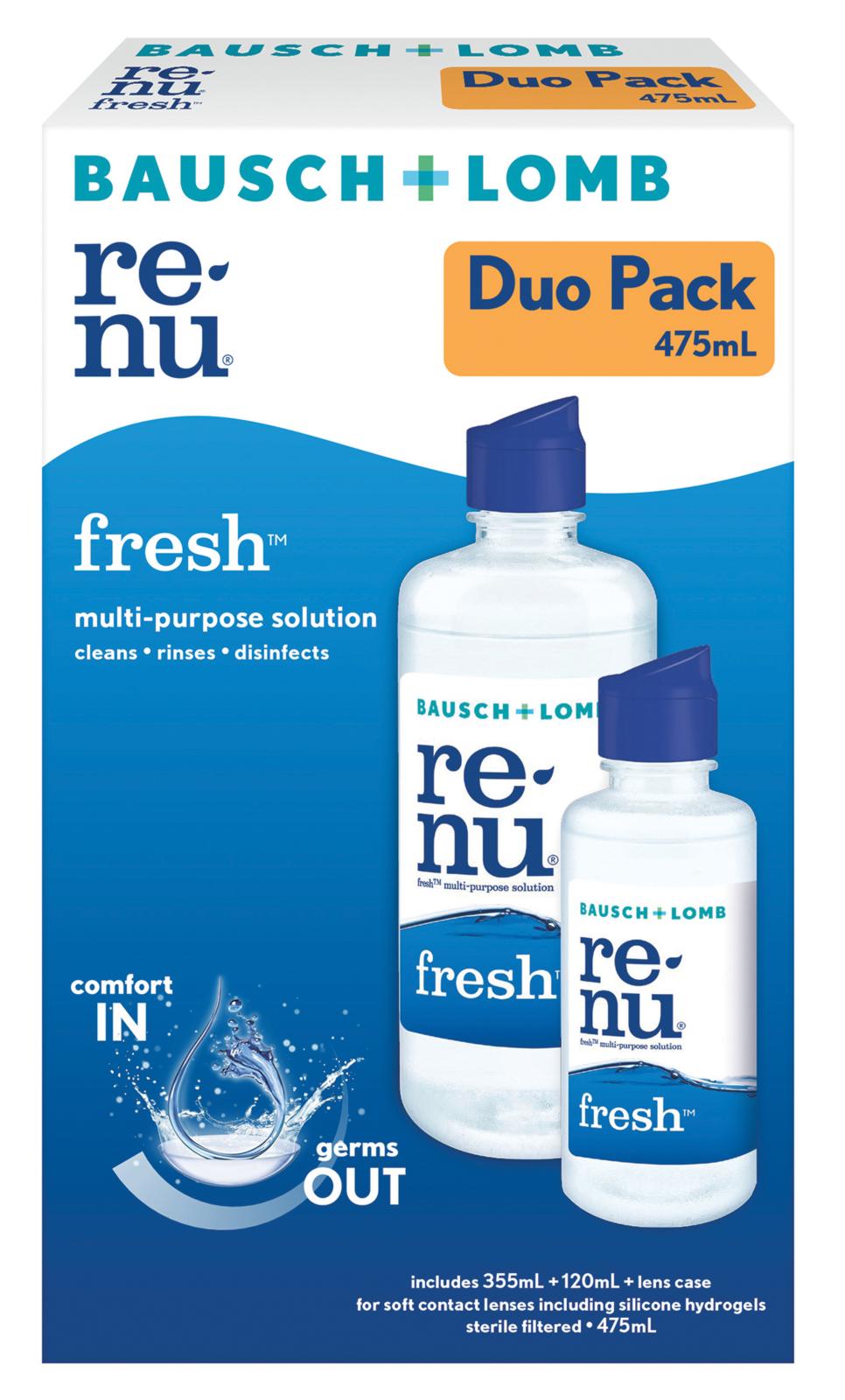 Buy Bausch & Lomb Renu Fresh Multi Purpose 355ml+120ml Solution Duo ...