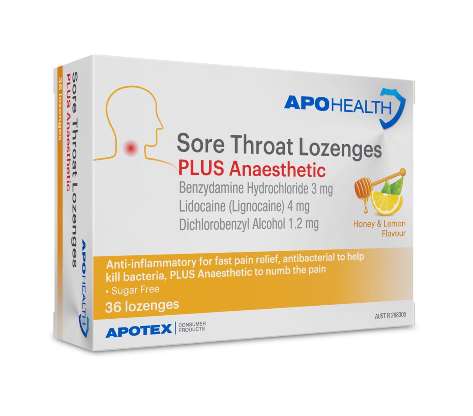 Buy Apo Health Sore Throat Plus Anaesthetic Lozenges 16 | Wizard Pharmacy