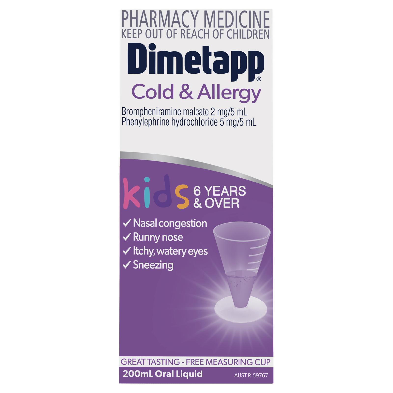 Buy Dimetapp Kids 6+ Cold&Allergy 200ml | Wizard Pharmacy